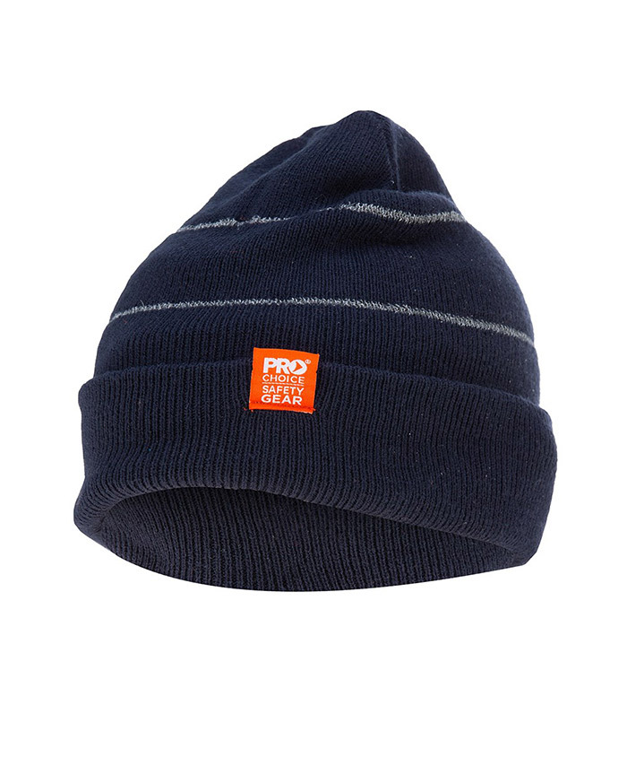 Pro Choice Safety Navy Beanie With Retro-Reflective Stripes | Workwear ...
