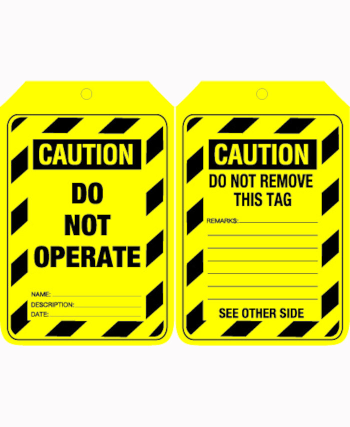 90x140mm - Cardboard Tags - Pkt of 100 - Caution Do Not Operate ...